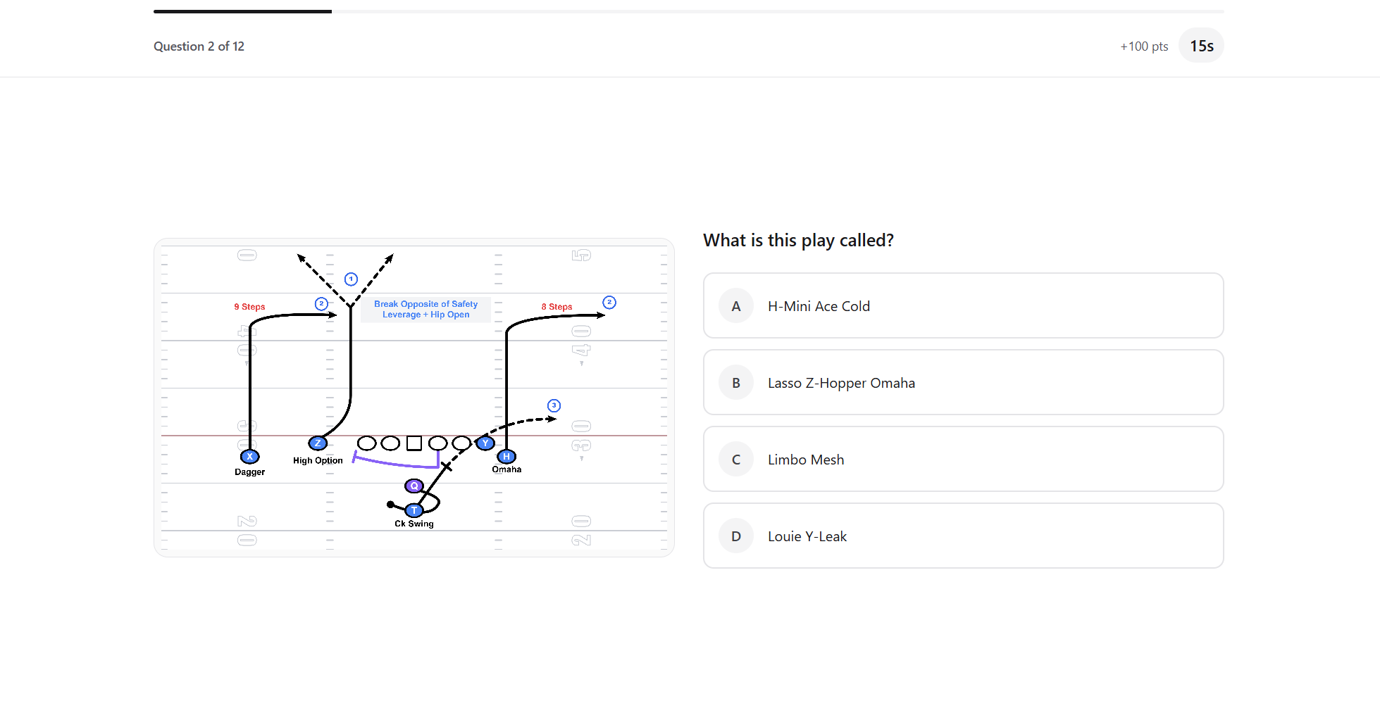 Quiz experience on tablet